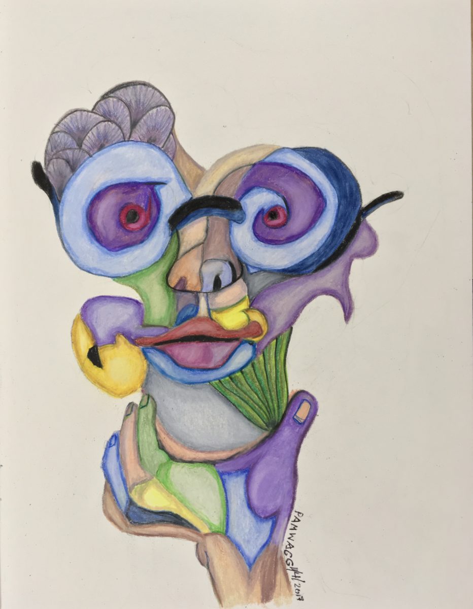 Fractured Self Portrait of Artist - Colored pencils, in Fractured Portraits